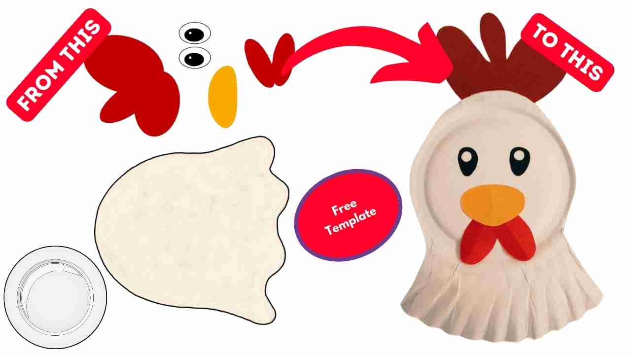 Paper Plate Chicken Craft for Kids (Free Template)