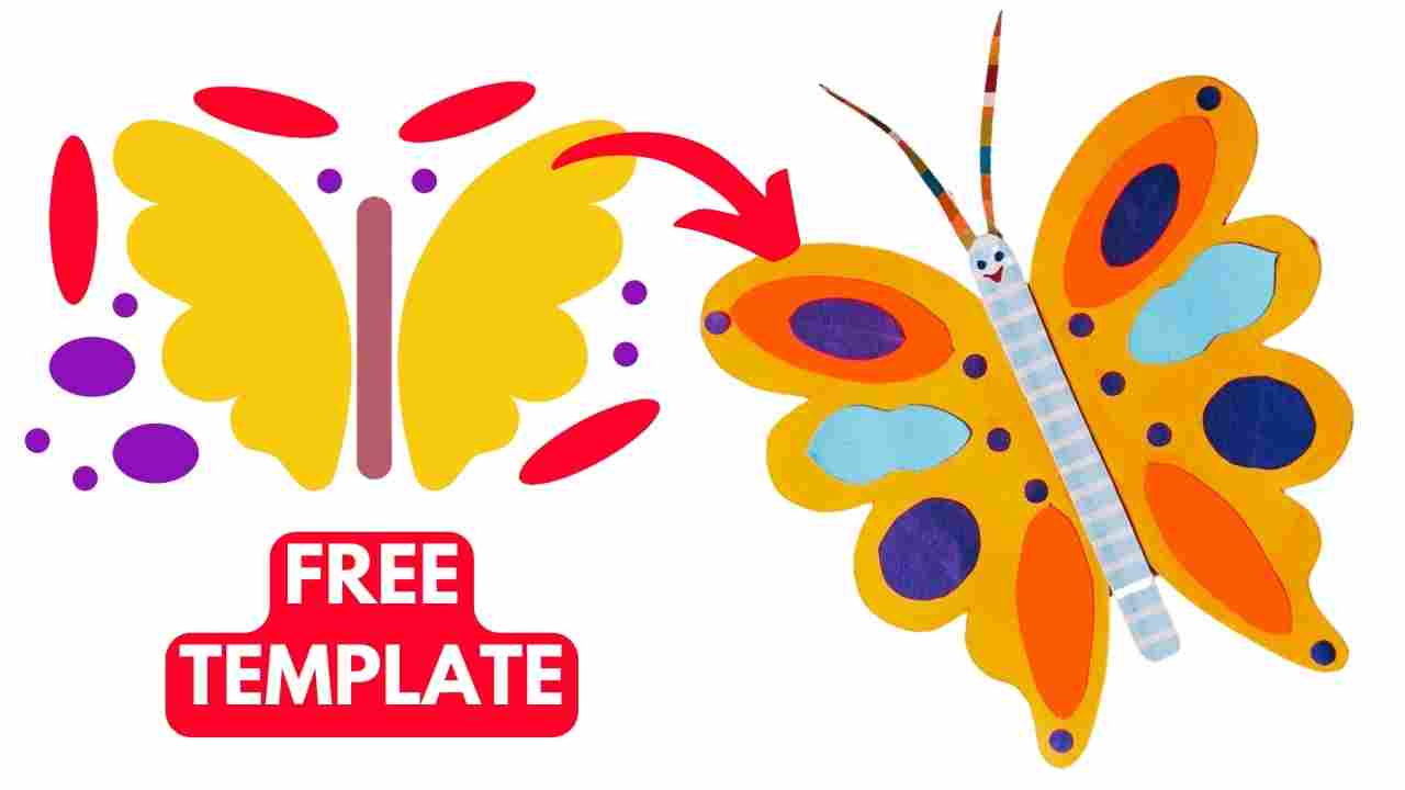 Cut & Paste Happy Butterfly Craft For Kids (Free Template)