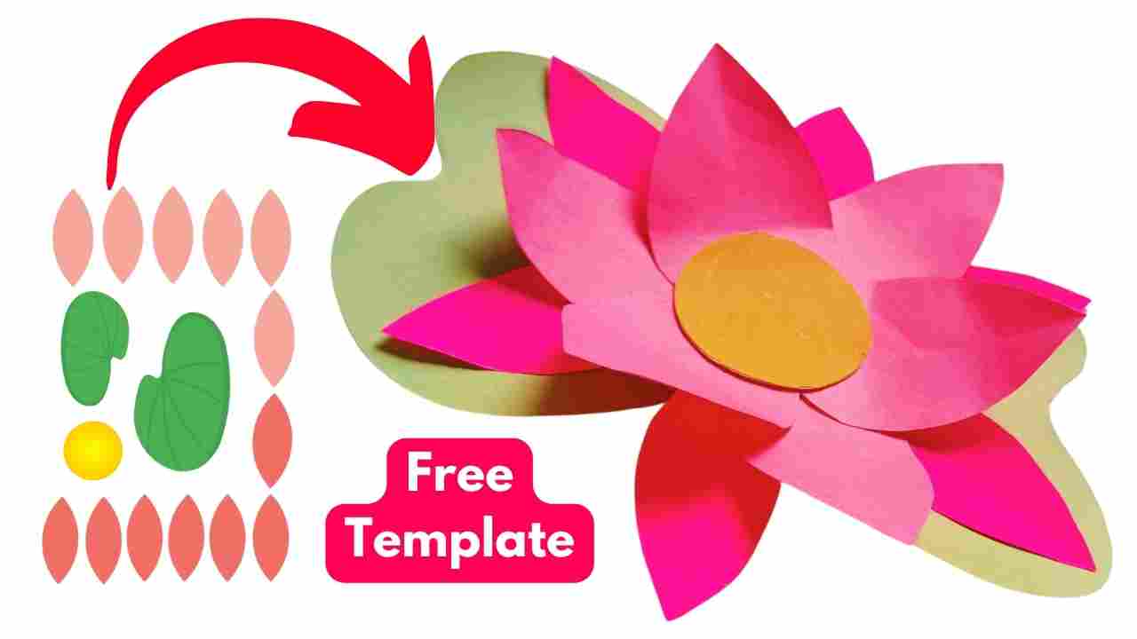 Easy Paper Lotus Craft for Kids (Free Lotus Template)