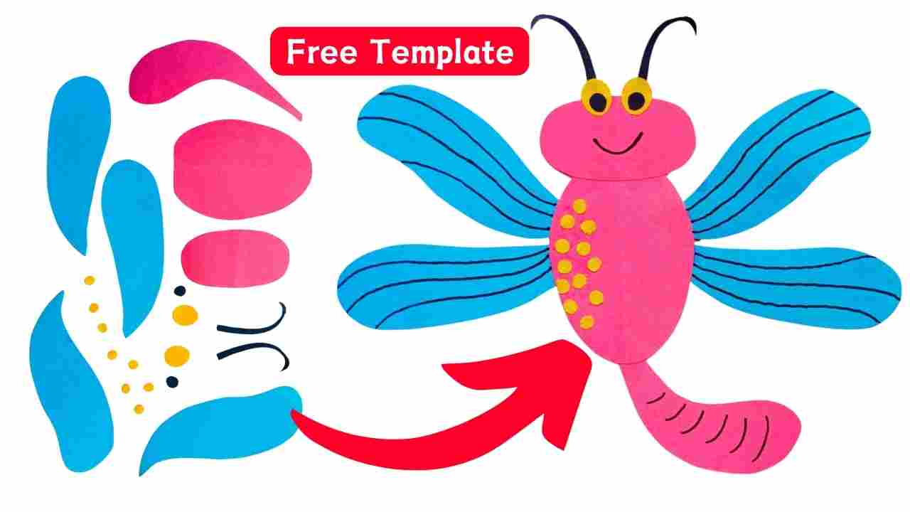 Paper DragonFly Craft For KIDS (With Template)