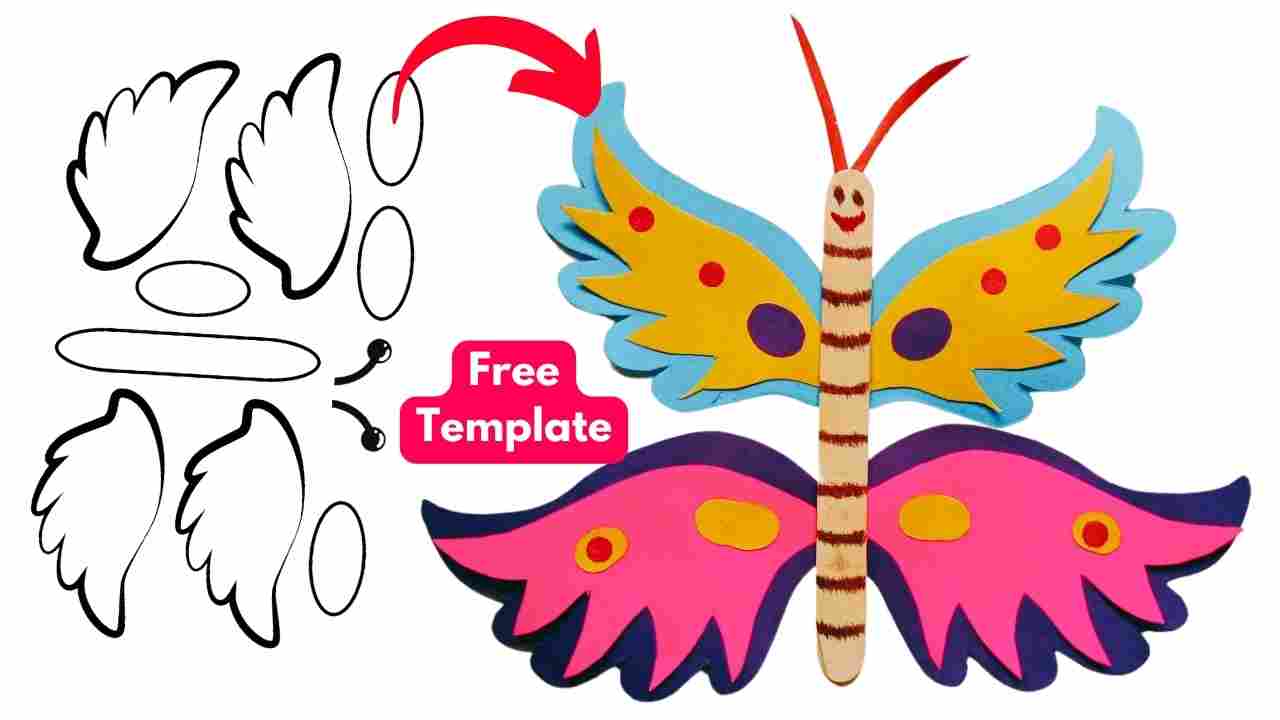 Super Unique Paper Butterfly Craft for Kids (With Template)