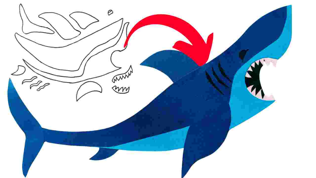 Cut & Paste Paper Shark Craft for KIDS (With Template)