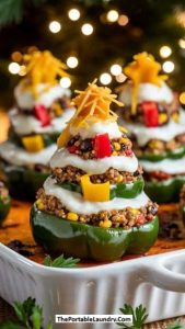 Christmas Tree Stuffed Bell Peppers (Easy Christmas Recipe)