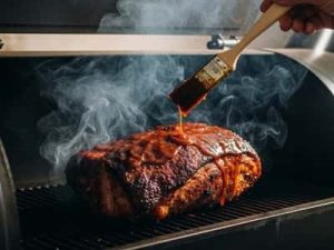 Bourbon Peach Smoked Pork Butts on Pellet Grill