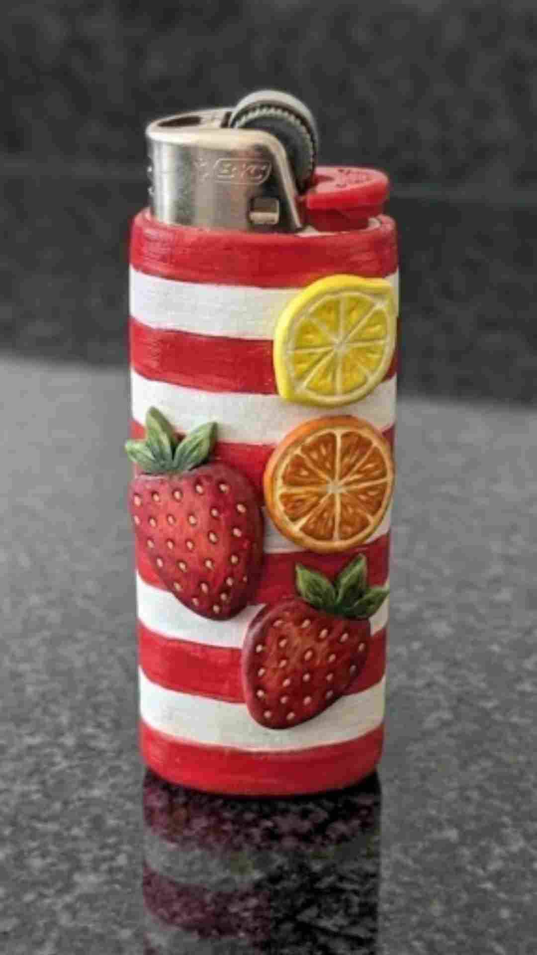 Clay Lighter Case Craft That Looks Like a Tiny Fruit Basket